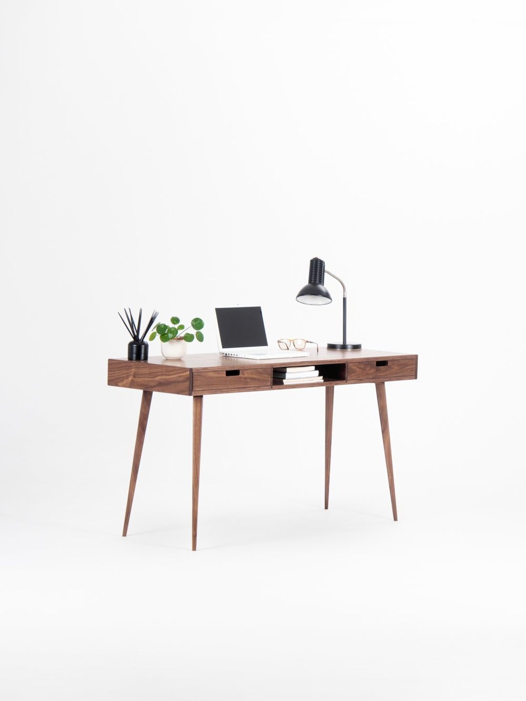 HEIM – Desk for Office, Mid-century Computer Desk With Two Drawers and ...