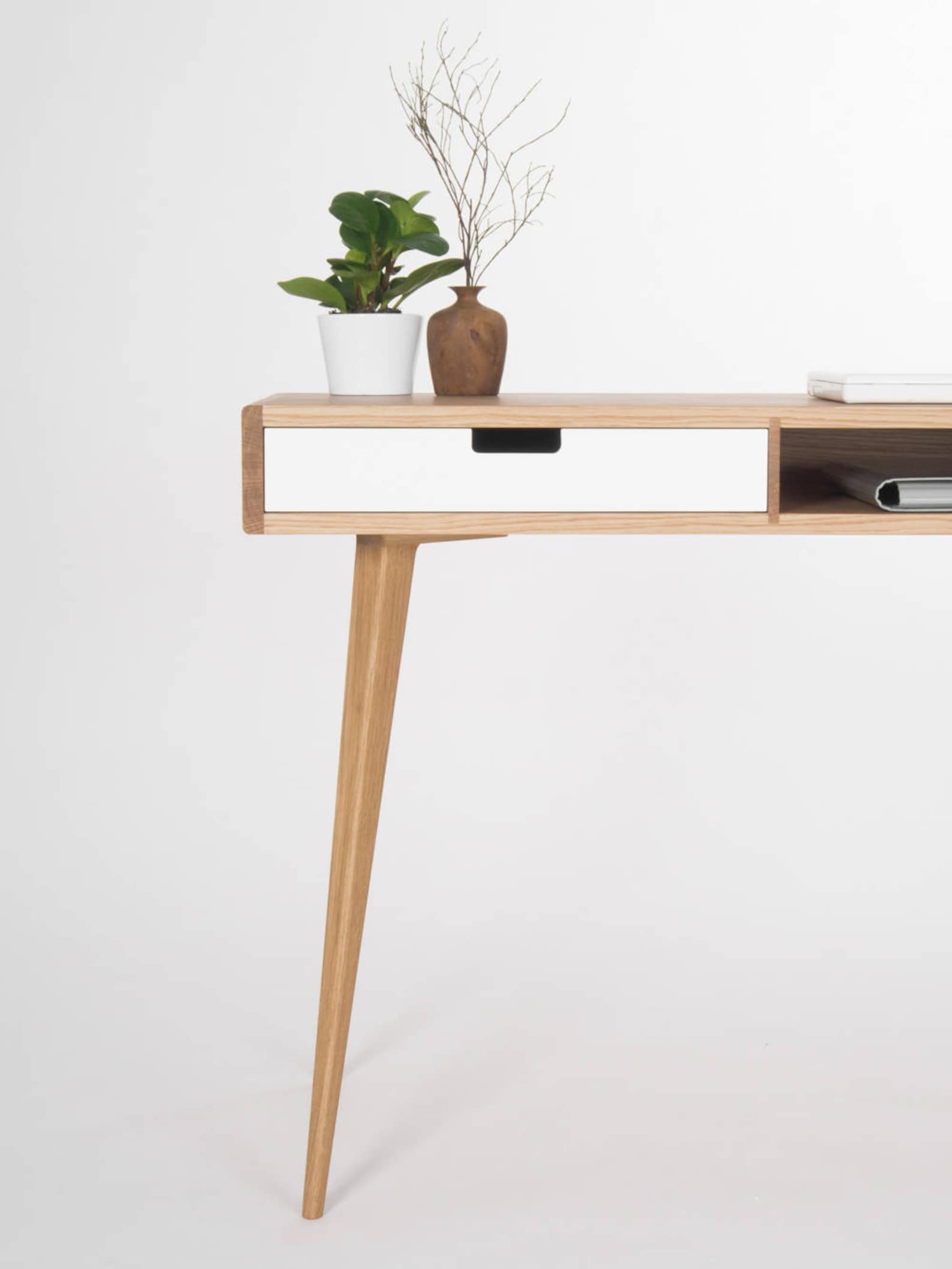 Modern Oak Desk With White Drawers and Storage Mid Century - Etsy UK