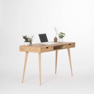 HEIM – Mid-century Computer Desk With Drawers and Storage, Made of Oak ...