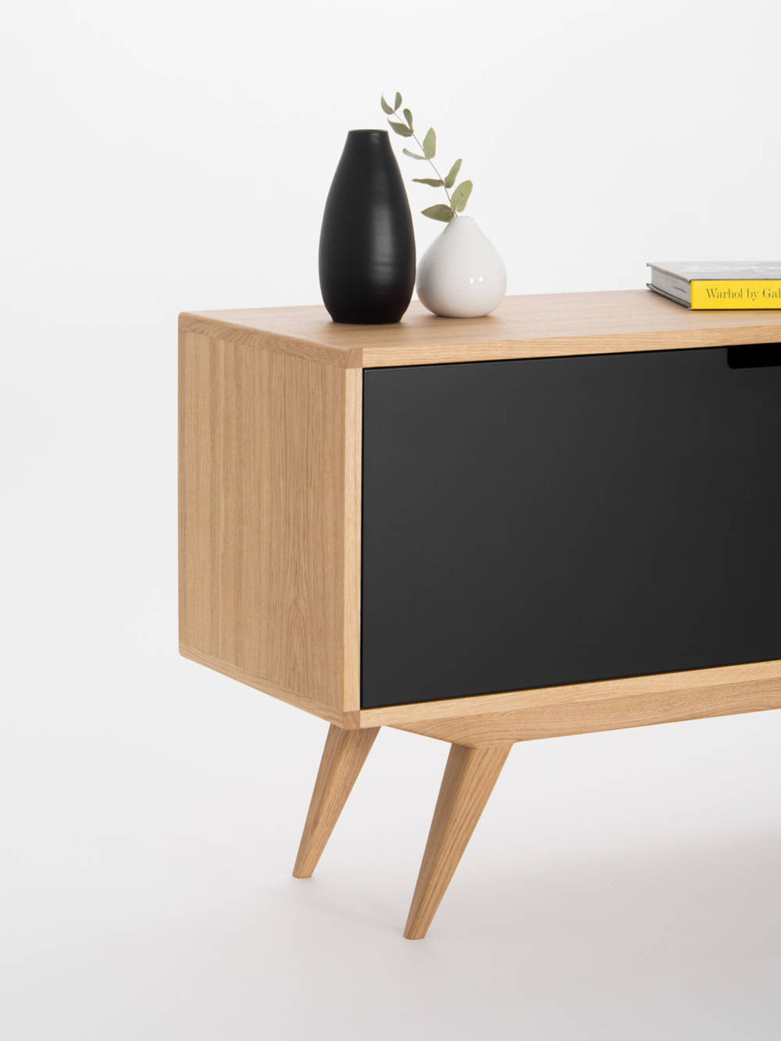 HEIM - Large Modern Black Front Sideboard - Stylish MCM Credenza Buffet ...