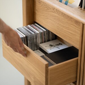JAMM - Record Player Stand, Vinyl Record Storage Made of Solid Oak Wood ...