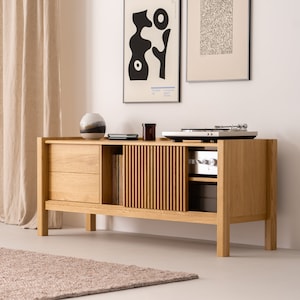 JAMM LOW 160 - Record Player Stand With Storage Made of Solid Oak Wood ...