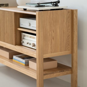 JAMM - Record Player Stand, Vinyl Record Storage Made of Solid Oak Wood ...