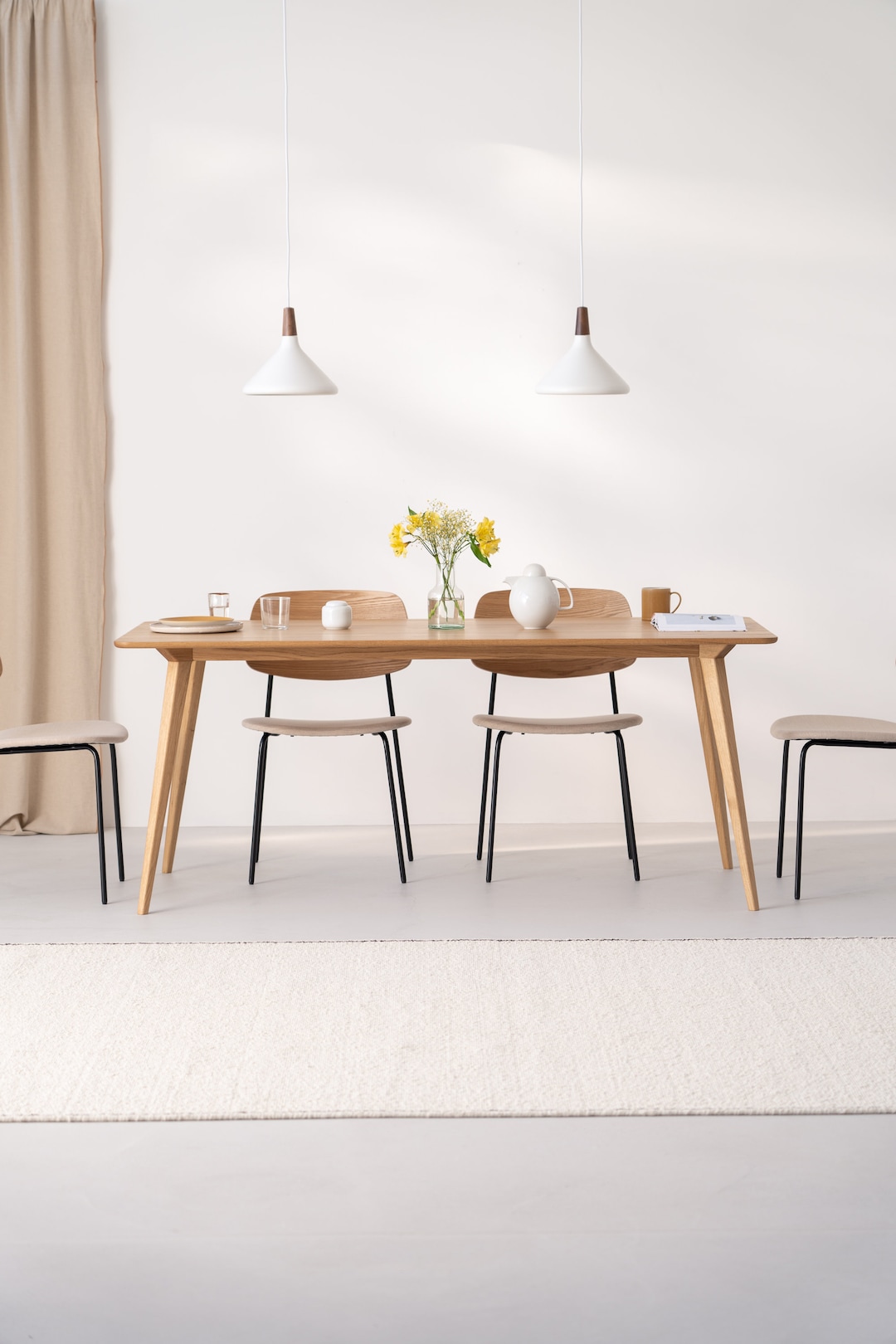 YRKE – Dining Table Made of Solid Oak Wood, Mid Century Modern - Etsy