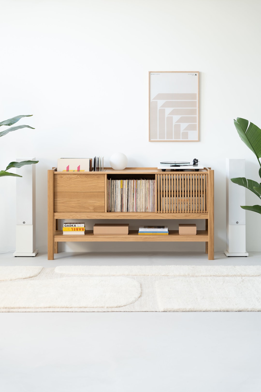 JAMM - Record Player Stand, Vinyl Record Storage Made of Solid Oak Wood ...