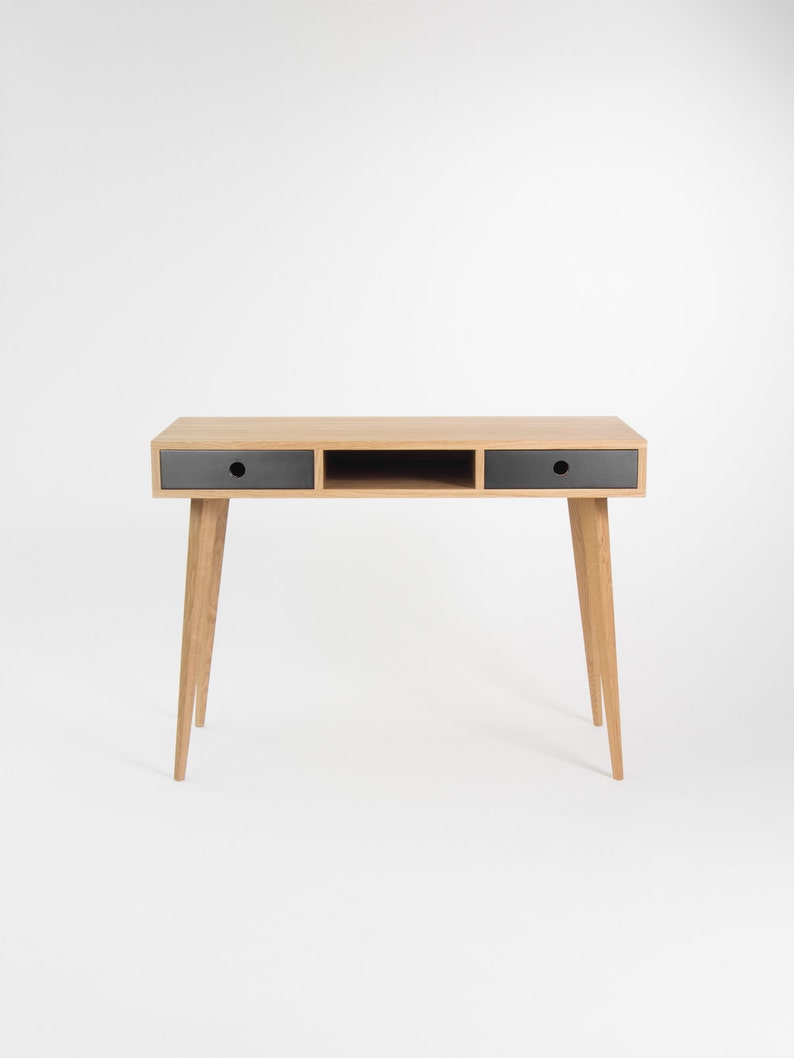 KUUB – Office Table, Small Desk, Bureau, With Black Drawers, Mid ...
