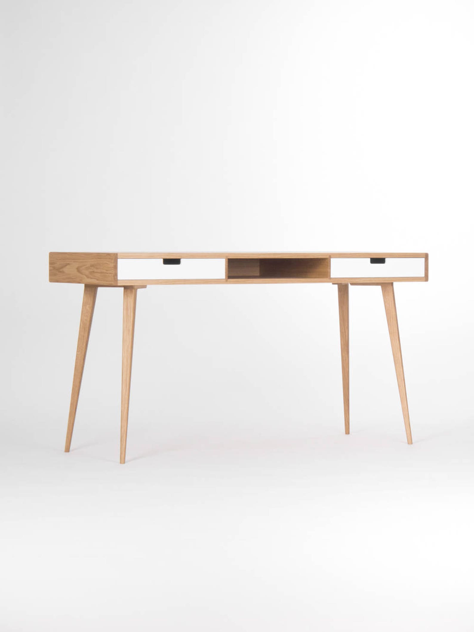 Modern Oak Desk With White Drawers and Storage Mid Century - Etsy UK