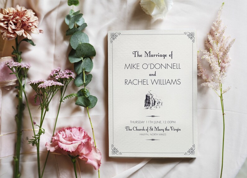 Traditional Order Of Service On Textured Paper Etsy UK
