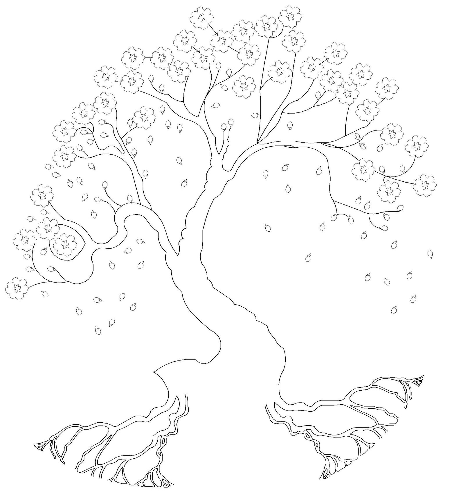 Japanese Cherry Blossom Motive as a .dxf File - Etsy