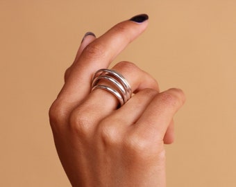 Two Fingers Ring Sterling Silver Jewel Minimalist. and | Etsy