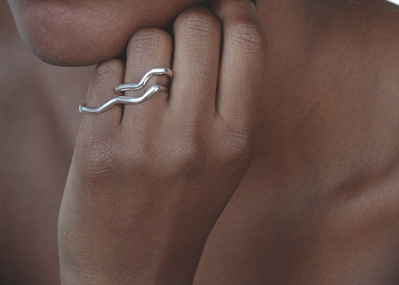 Two Fingers Ring Sterling Silver Jewel Minimalist. and | Etsy