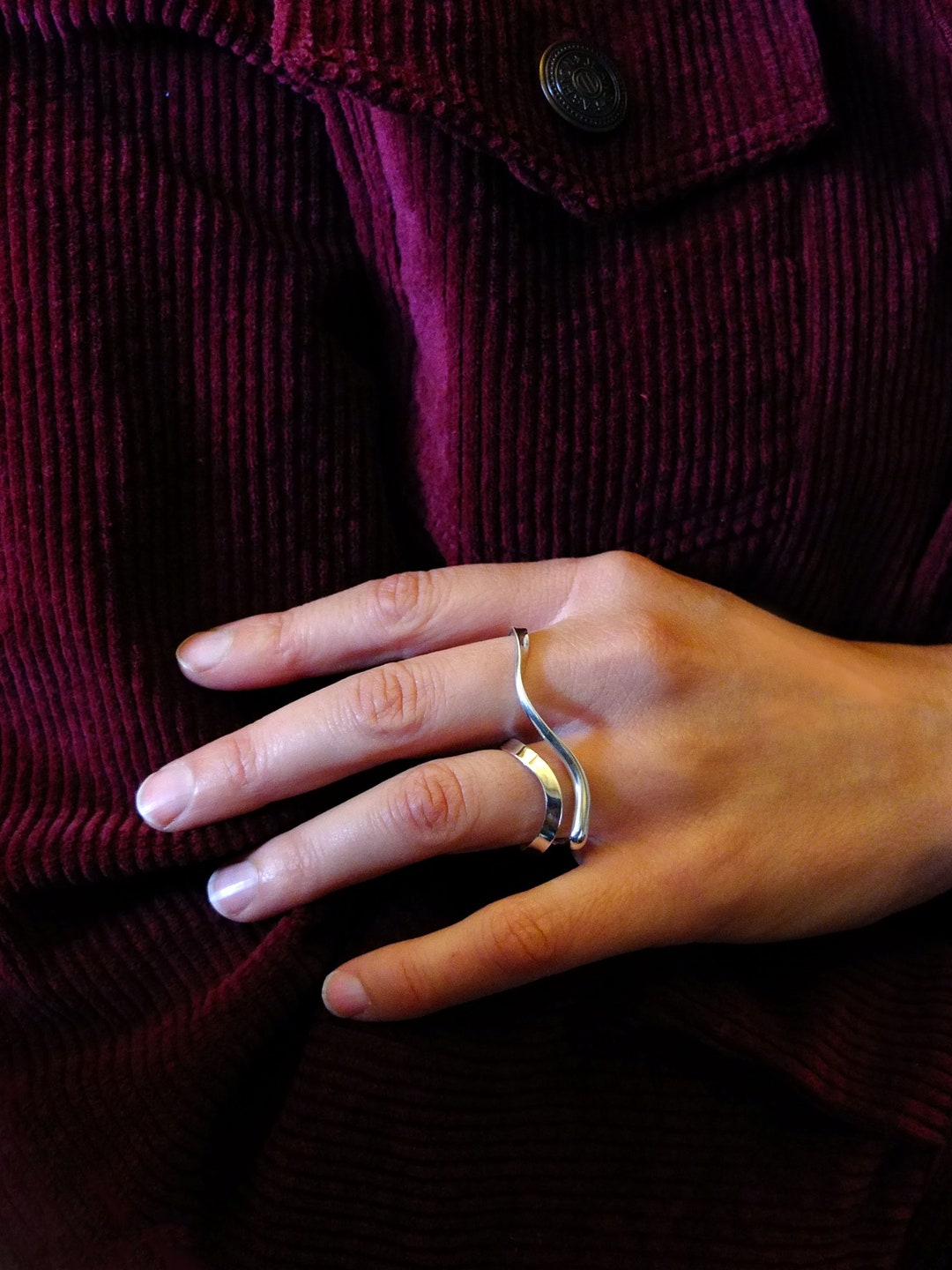 Two Fingers Rings, Sculptural and Made of Recycled Silver - Etsy