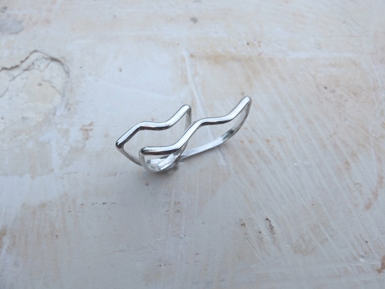 Two Fingers Ring Sterling Silver Jewel Minimalist. and | Etsy