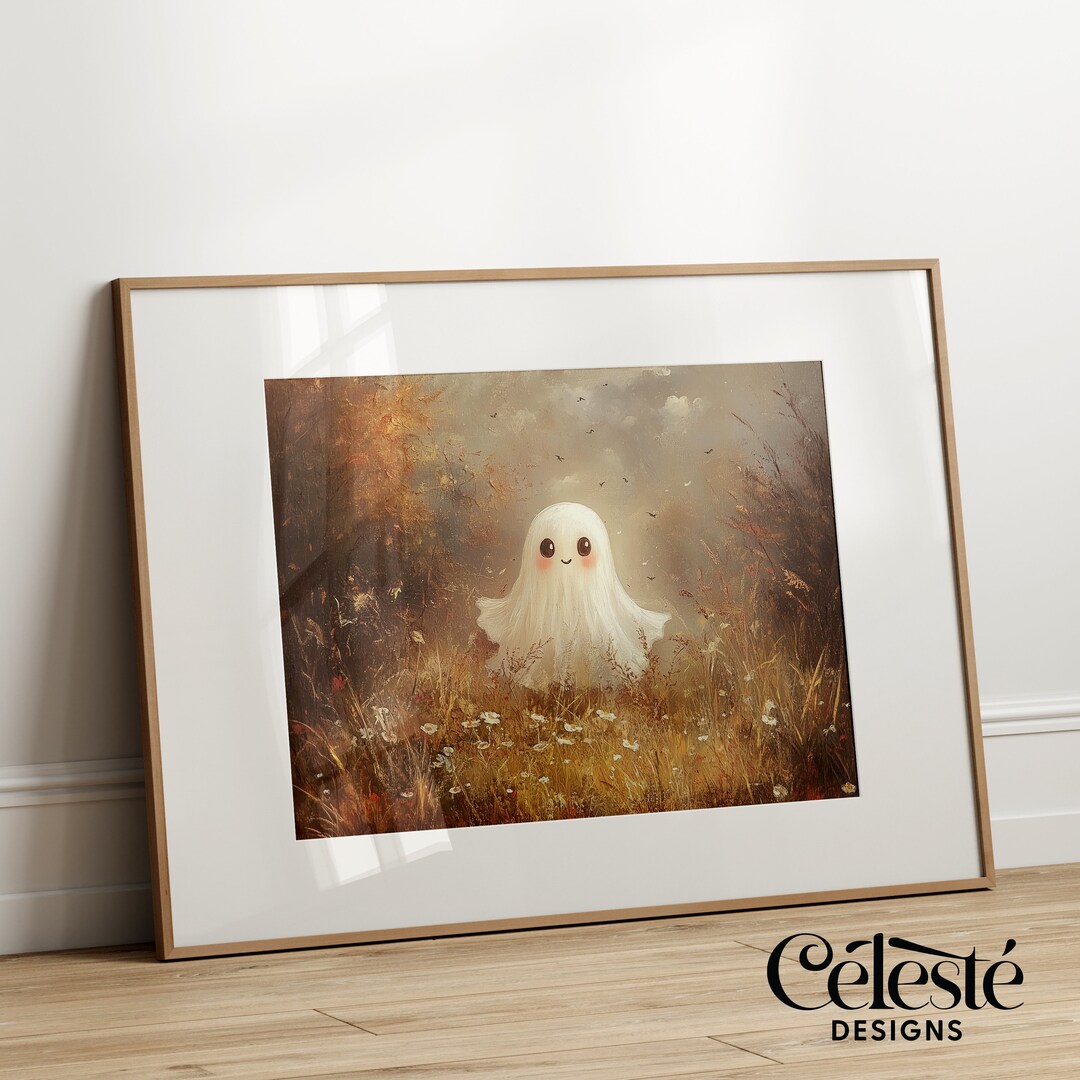 Spooky Ghost Landscape Print: Vintage Halloween Decor (digital Download ...