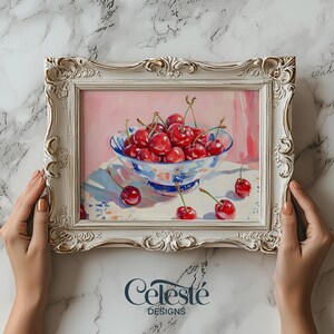 Retro Cherry Print: Pink Kitchen Wall Art (digital Download) - Etsy