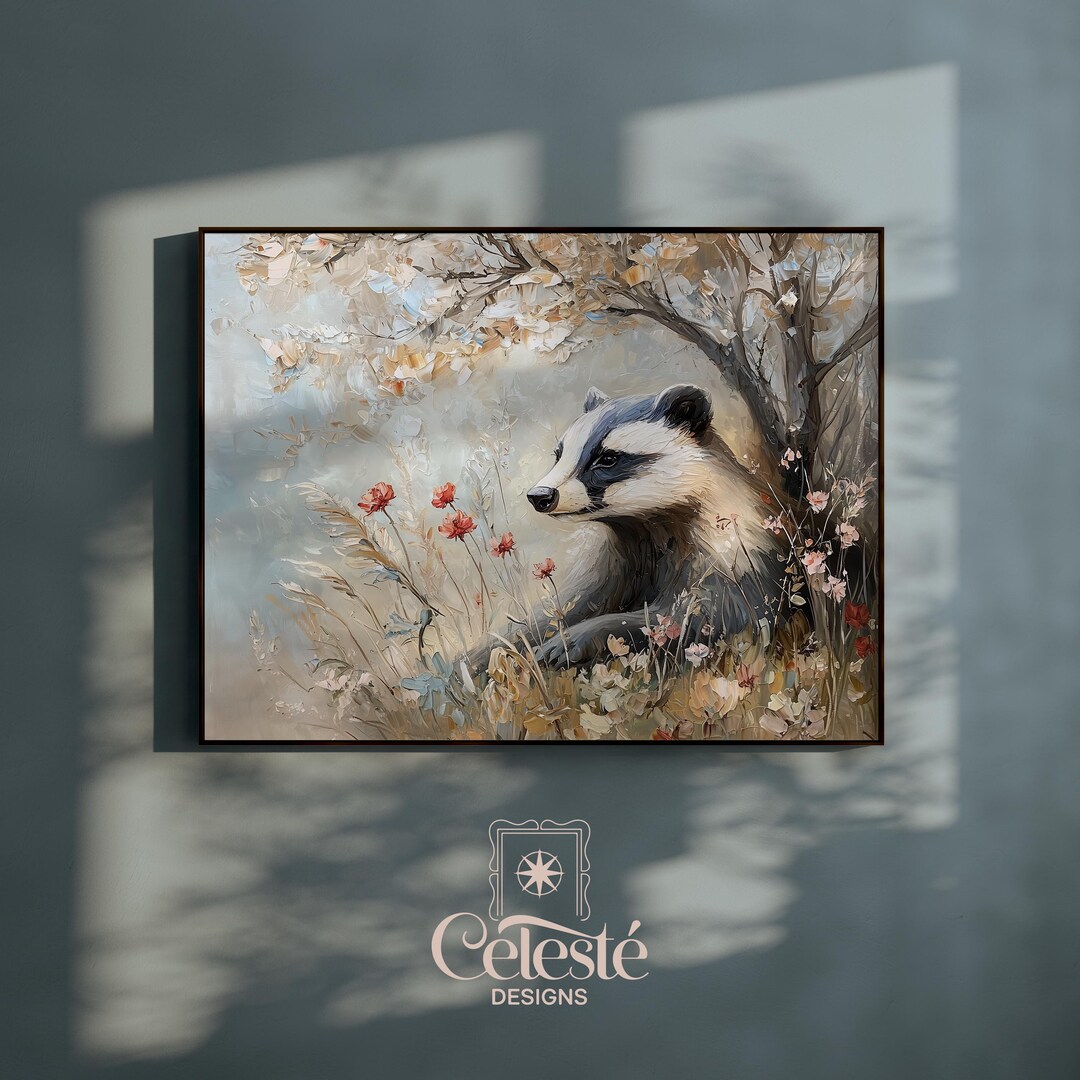 Badger Wall Art – Woodland Animal Print, British Wildlife Illustration ...
