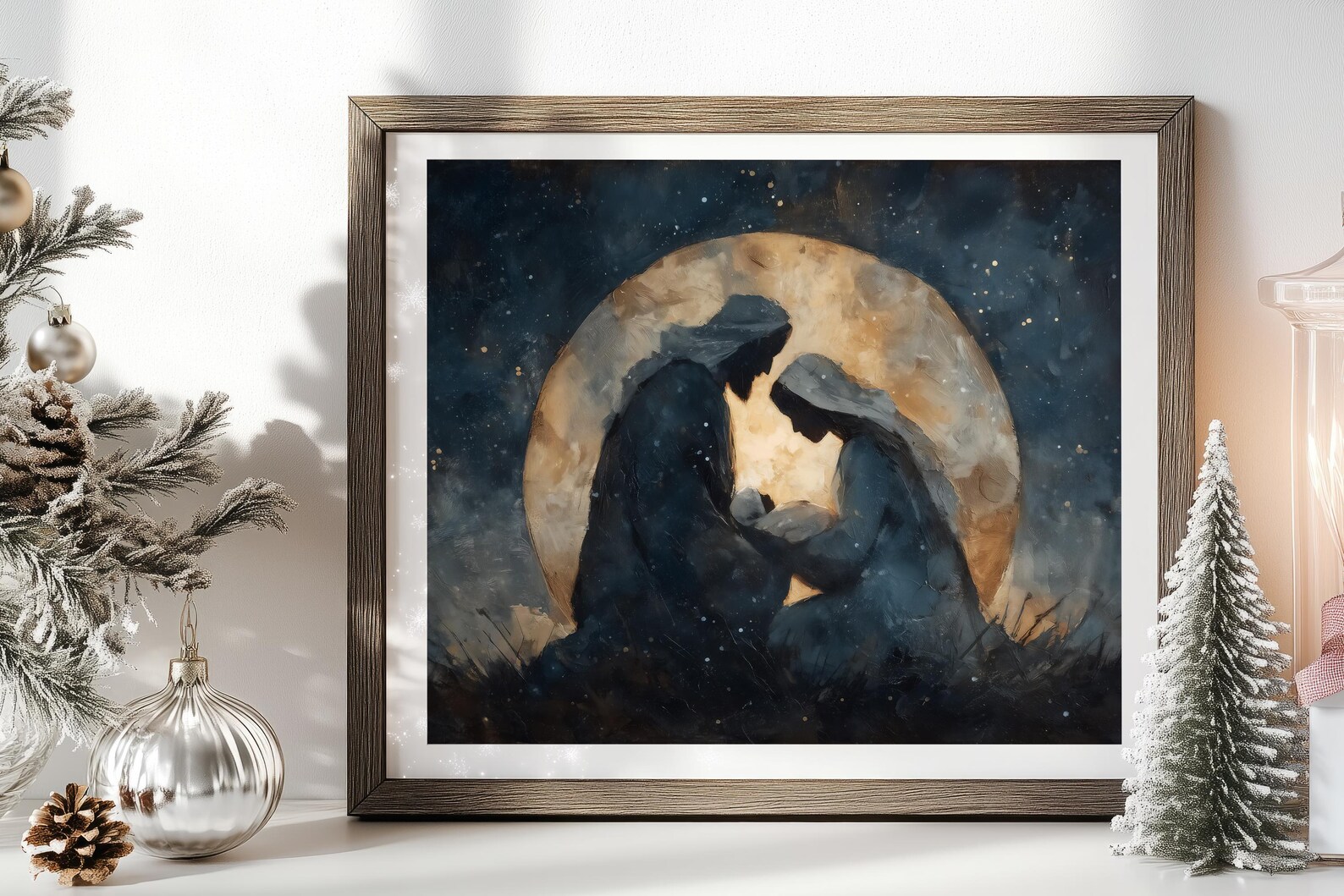 Nativity Scene Print: Holy Family Silhouette, Religious Christmas Decor ...