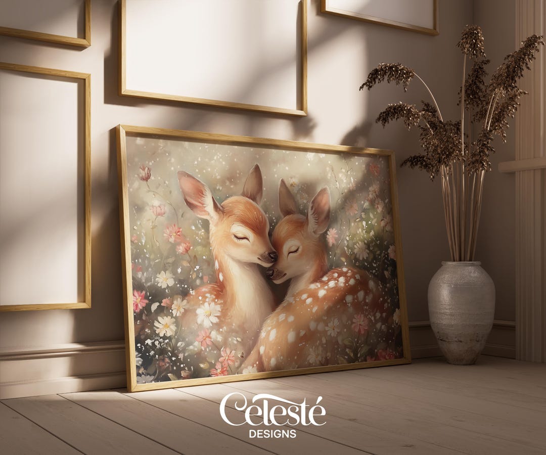 Fawn Wall Art – Baby Deer Print, Woodland Nursery Decor, Cute Animal ...