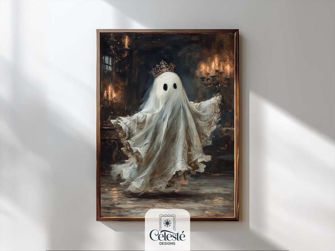 Elegant Ghost in Crown Printable: Gothic Halloween Wall Art (digital ...