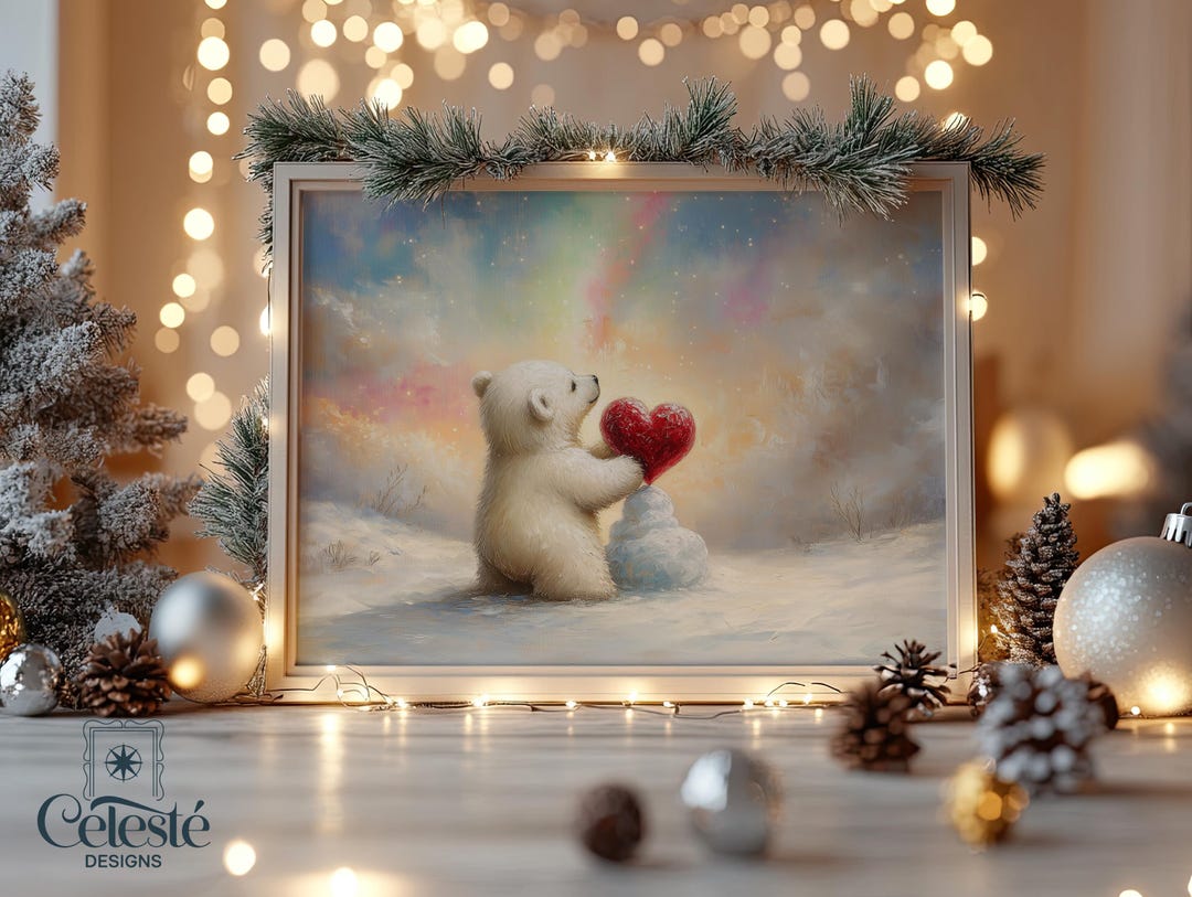 Christmas Polar Bear Print | Christmas Printable | Christmas Art ...