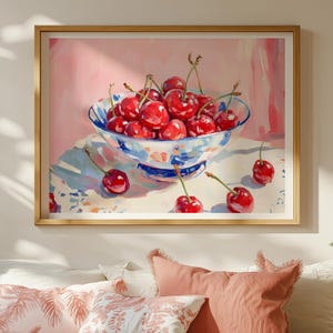 Retro Cherry Print: Pink Kitchen Wall Art (digital Download) - Etsy