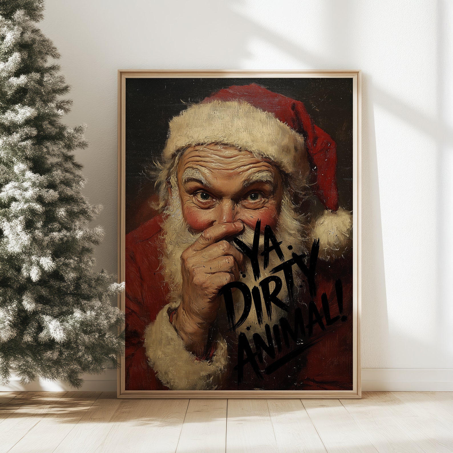Funny Santa Claus Print: "ya Dirty Animal!" - Vintage Christmas Decor ...