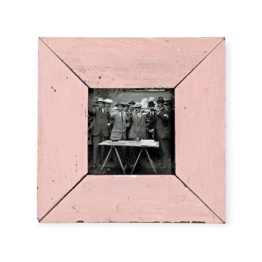 4x4 Upcycled Timber Photo Frame: Reclaimed Wood, Chippy Pink Paint - Etsy