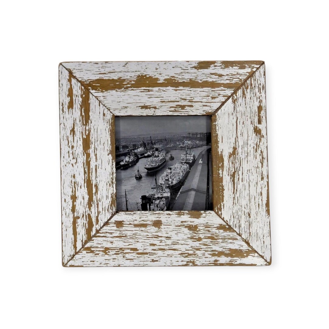4x4 Upcycled Timber Photo Frame: Reclaimed Wood, Chippy Paint - Etsy