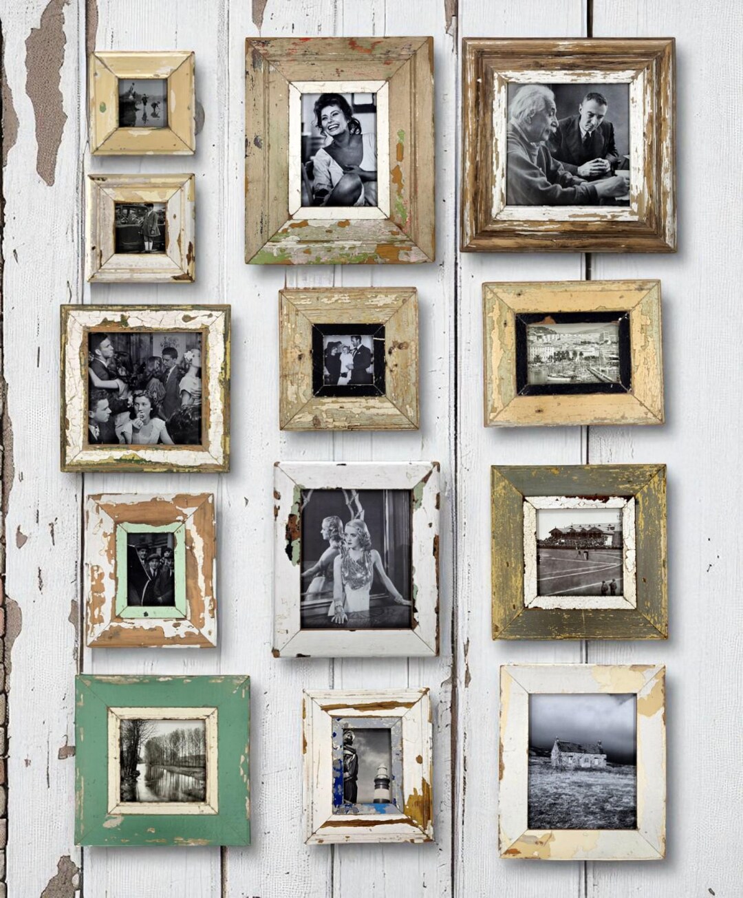 Rustic Gallery Wall of 13 Frames – Reclaimed Wood Vintage Frame Set ...