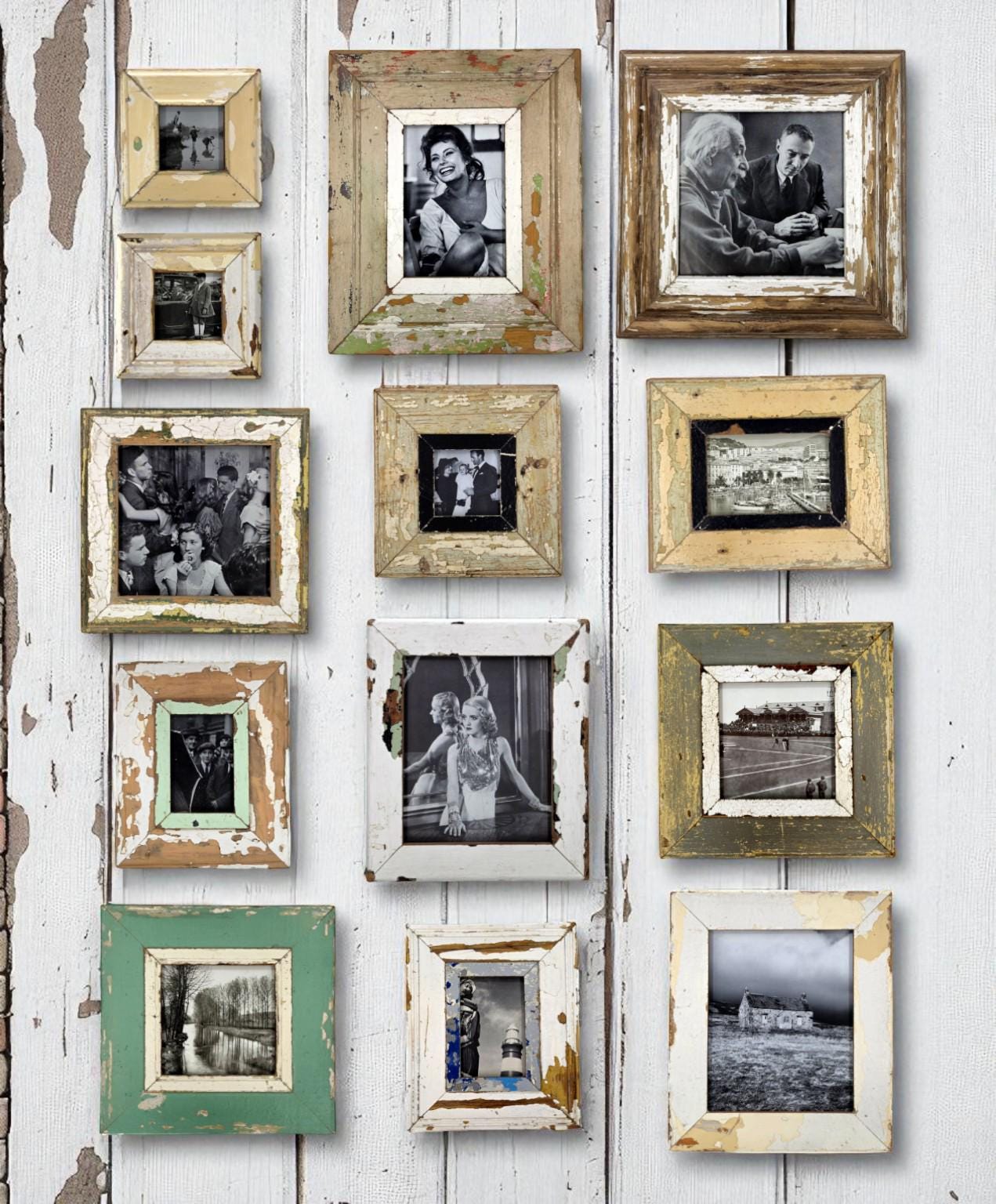 Rustic Gallery Wall of 13 Frames – Reclaimed Wood Vintage Frame Set ...