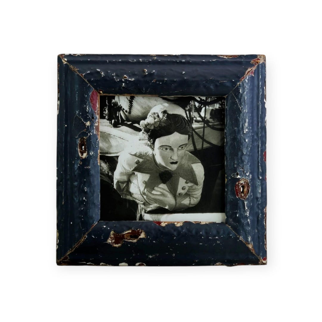 6x6 Chippy Paint Photo Frame: Reclaimed Wood, Dark Grey Patina, Shabby ...