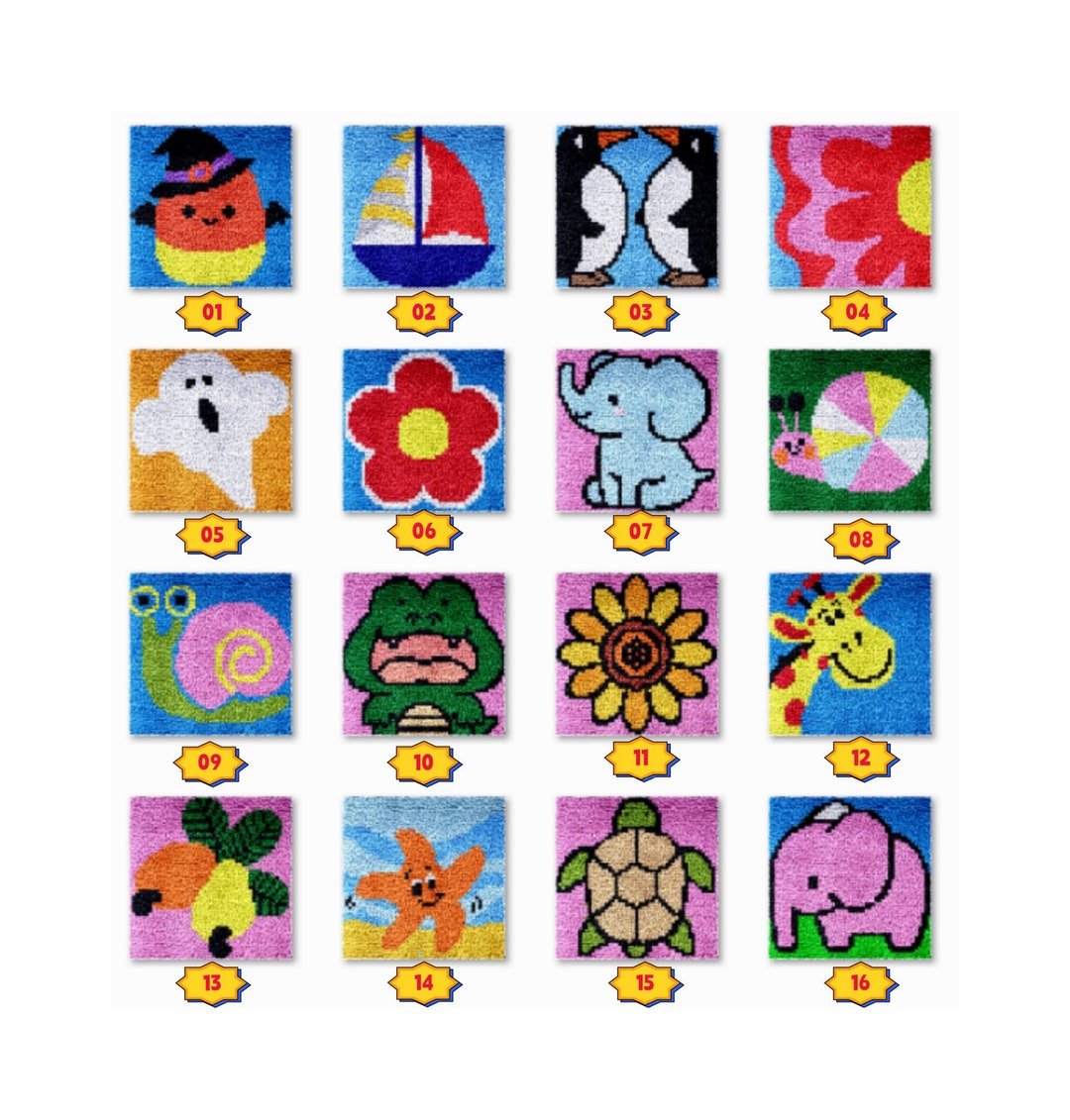 Latch Hook Kits for Kids,diy Rug Crafts Pattern Color Printed Canvas ...