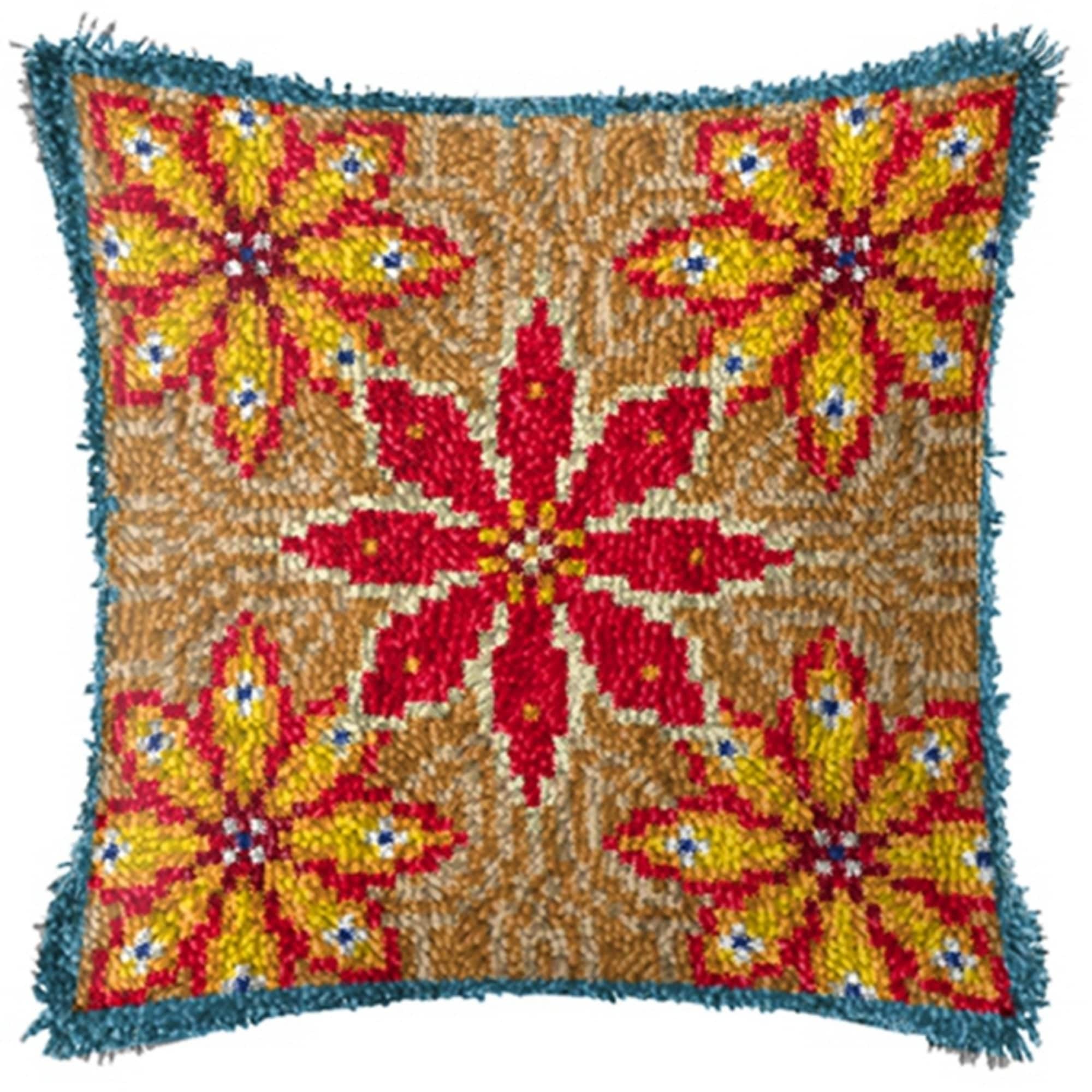 DIY Latch Hook Pillow Kits, Color Printed Throw Pillow Cover Vintage ...