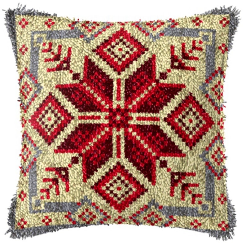 DIY Latch Hook Pillow Kits, Color Printed Throw Pillow Cover Vintage ...