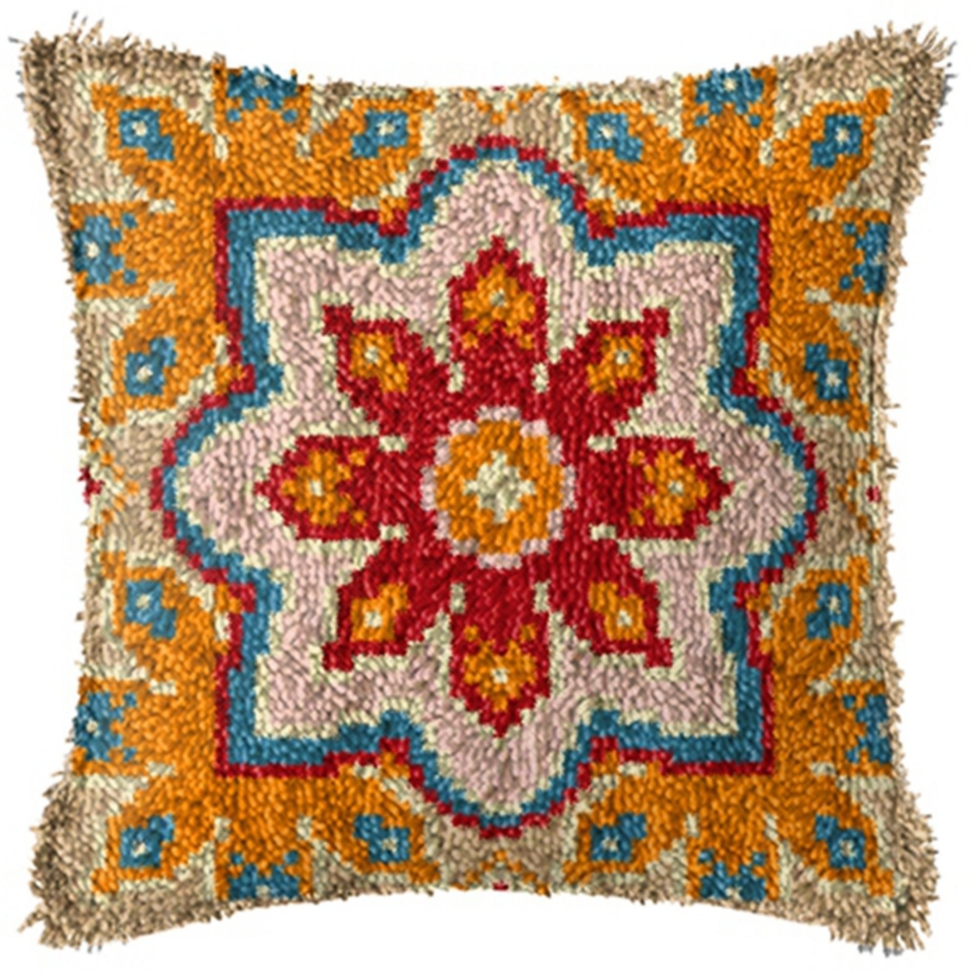 DIY Latch Hook Pillow Kits, Color Printed Throw Pillow Cover Vintage ...