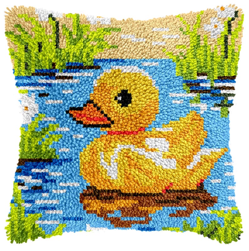 DIY Latch Hook Pillow Kits, Color Printed Throw Pillow Cover Ducks ...