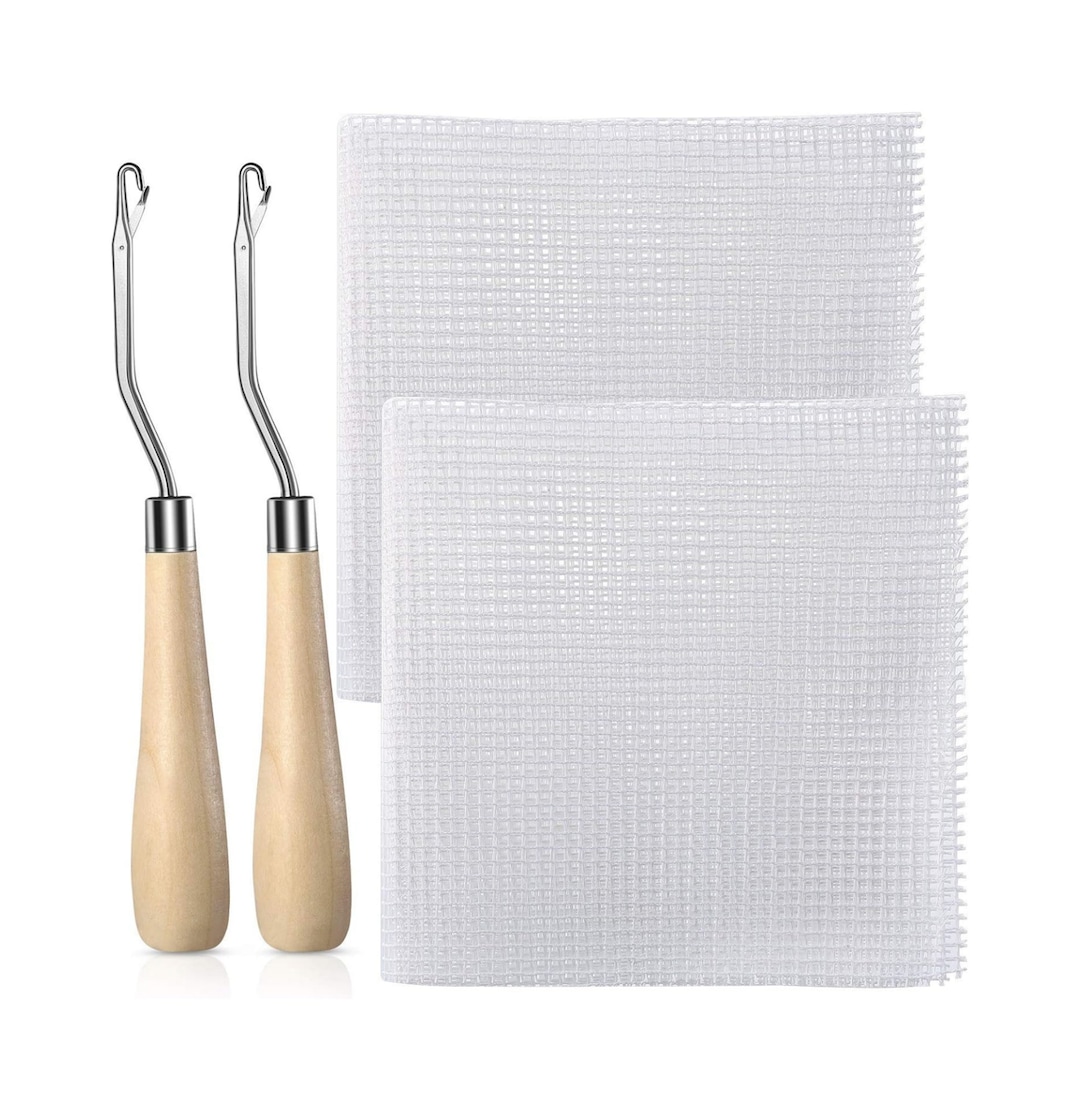 2 Pieces Blank Rug Hooking Mesh Latch Hook Canvas Mesh Rug Canvas Kit ...