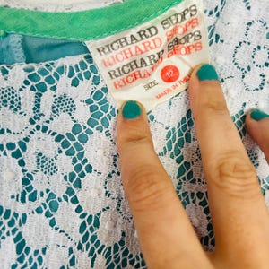 Vintage Richard Shops Blue Day Dress With Lace Collar U.K. Size 10 ...