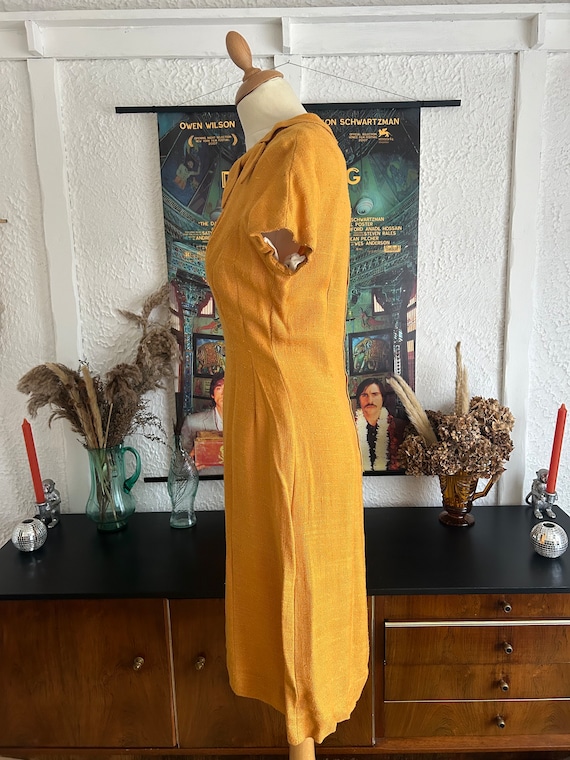 Vintage 1950’s 1940’s Melbray Mustard Linen Dress Fif… - Gem