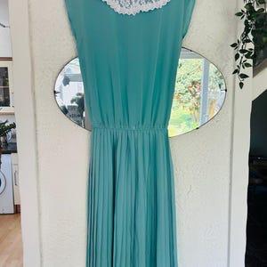 Vintage Richard Shops Blue Day Dress With Lace Collar U.K. Size 10 ...