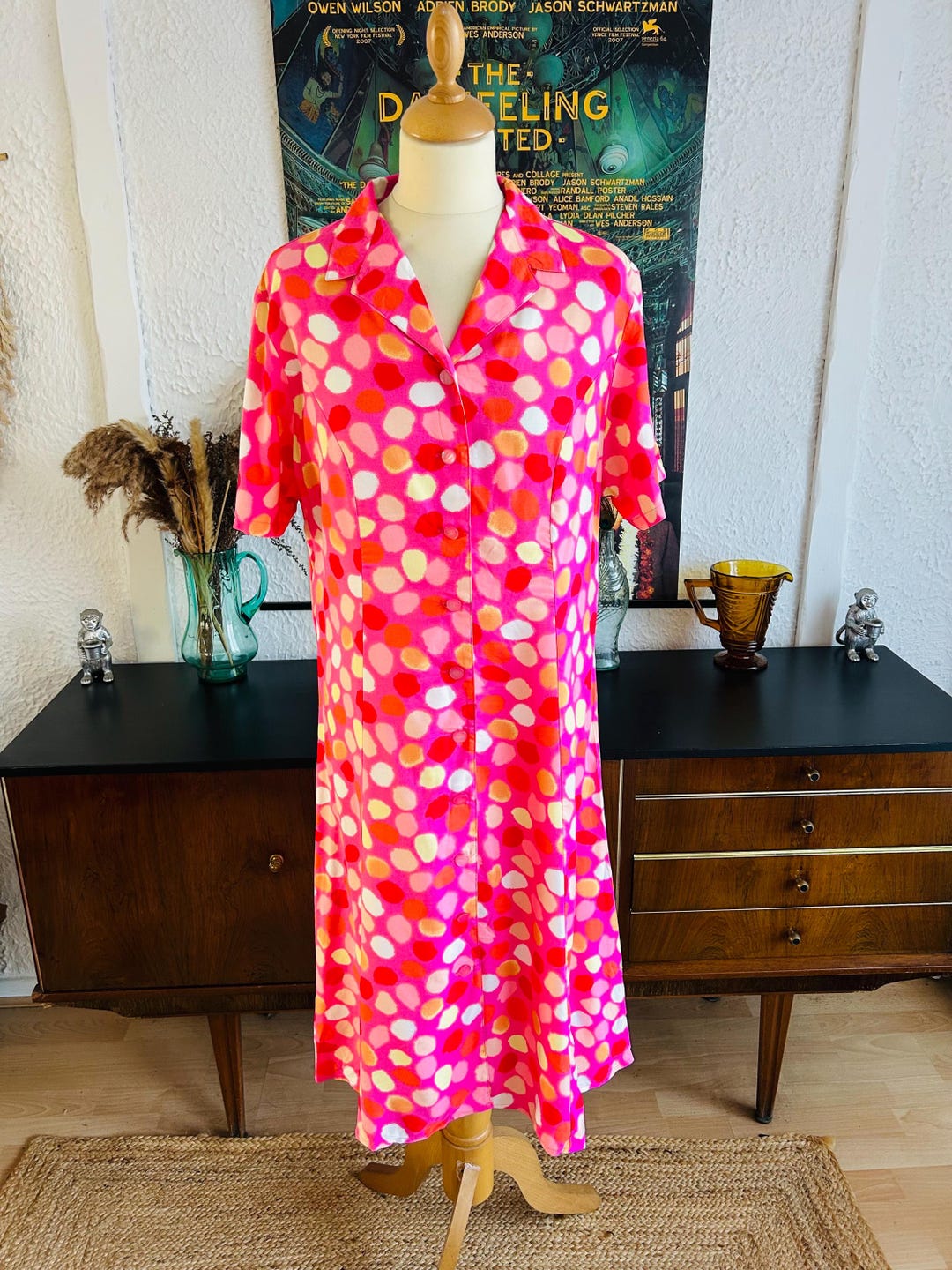 Vintage 1980’s Pink Spotty Polka Dot Shirt Dress Spring Summer Eighties ...