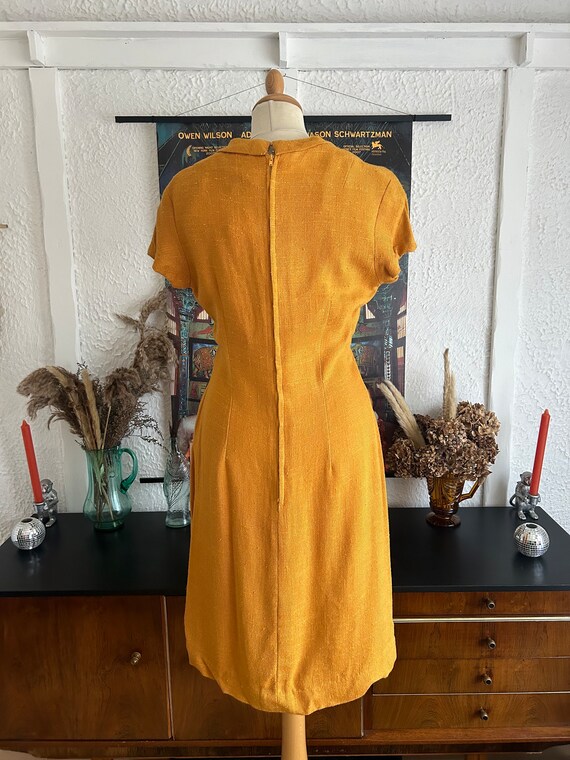 Vintage 1950’s 1940’s Melbray Mustard Linen Dress Fif… - Gem