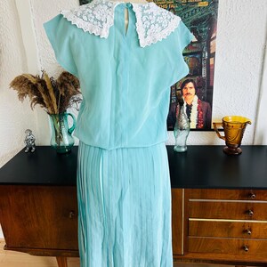 Vintage Richard Shops Blue Day Dress With Lace Collar U.K. Size 10 ...