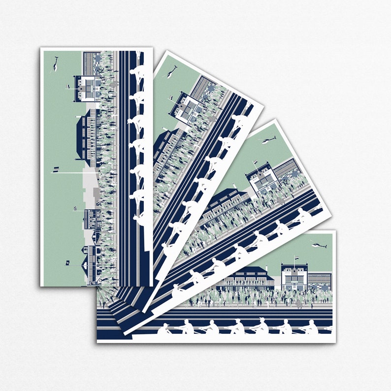 Rowing Art 4 Pack Cards of the Boat Race at Putney Double - Etsy