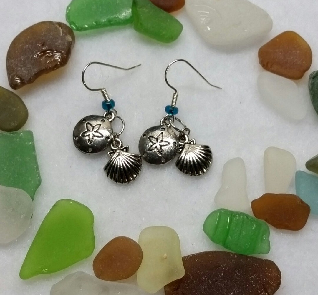 Silver Dollar Seashell Earrings - Etsy UK