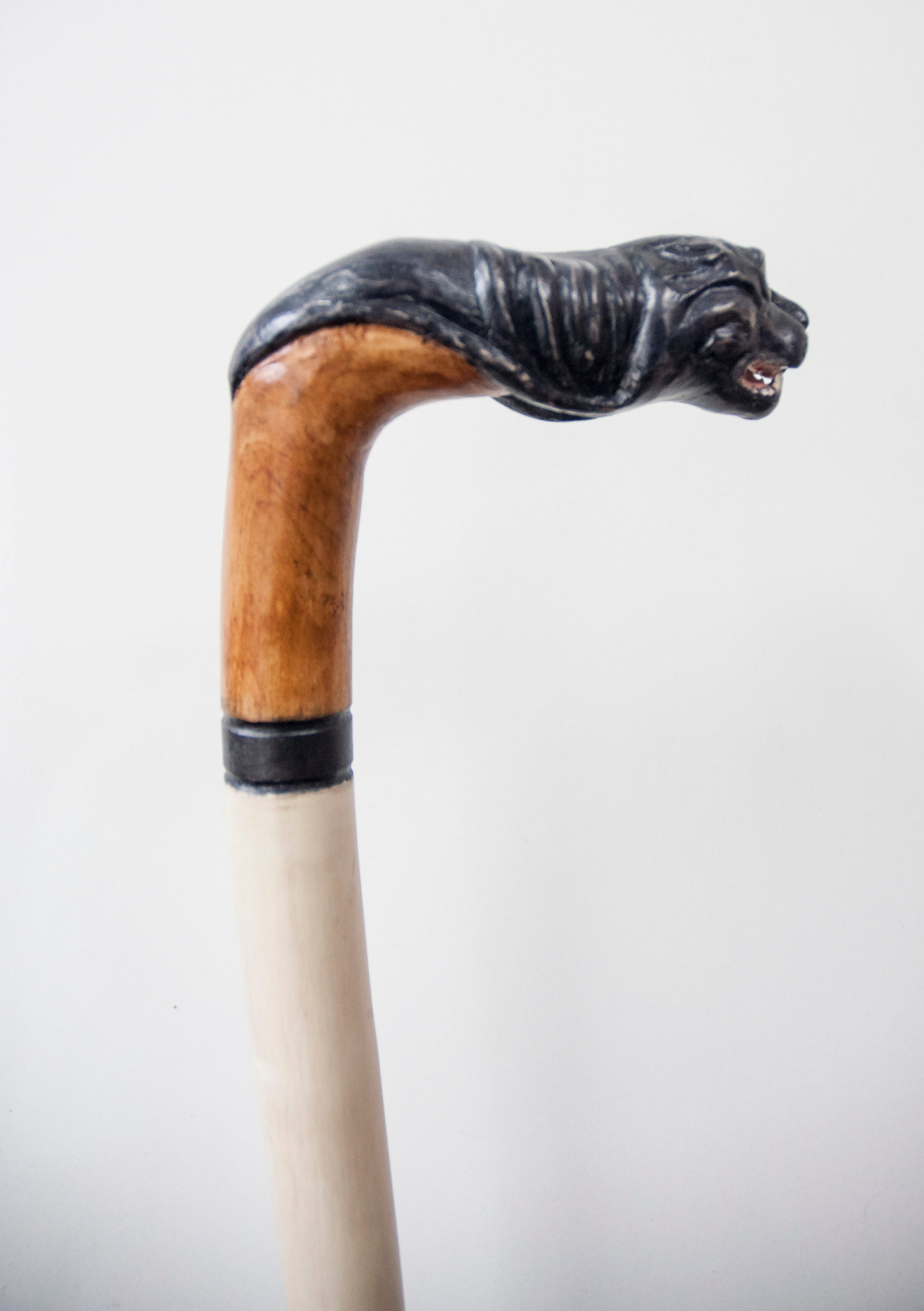 Hand Carved Wooden Cane by Cornel Tree With Puma Grip. One of a Kind ...