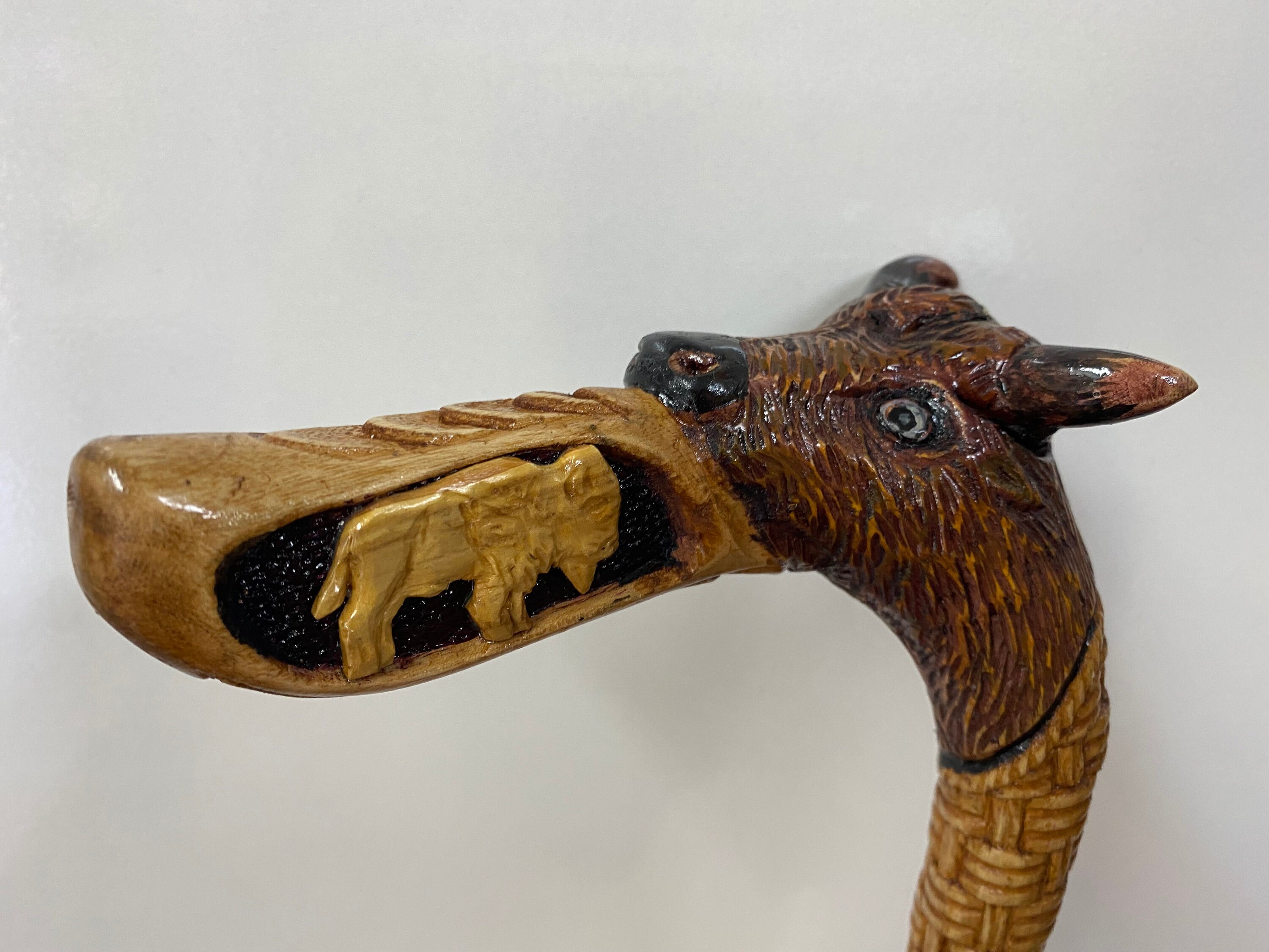 Hand Made Cane With Deer Head and Bison Handle Carvings From - Etsy UK