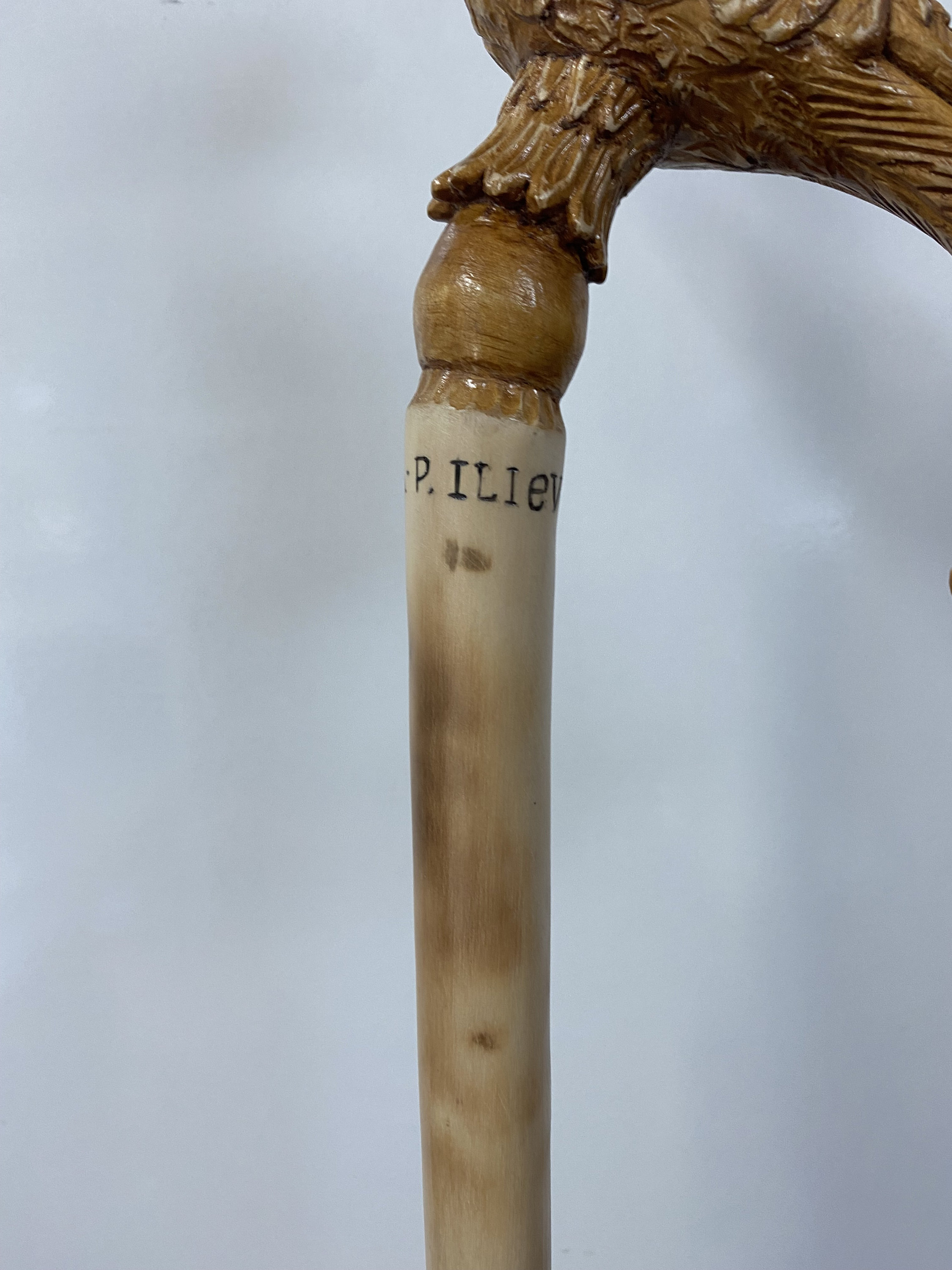 Hand Carved Wooden Walking Stick by Dogwood Tree With Phoenix Grip. One ...