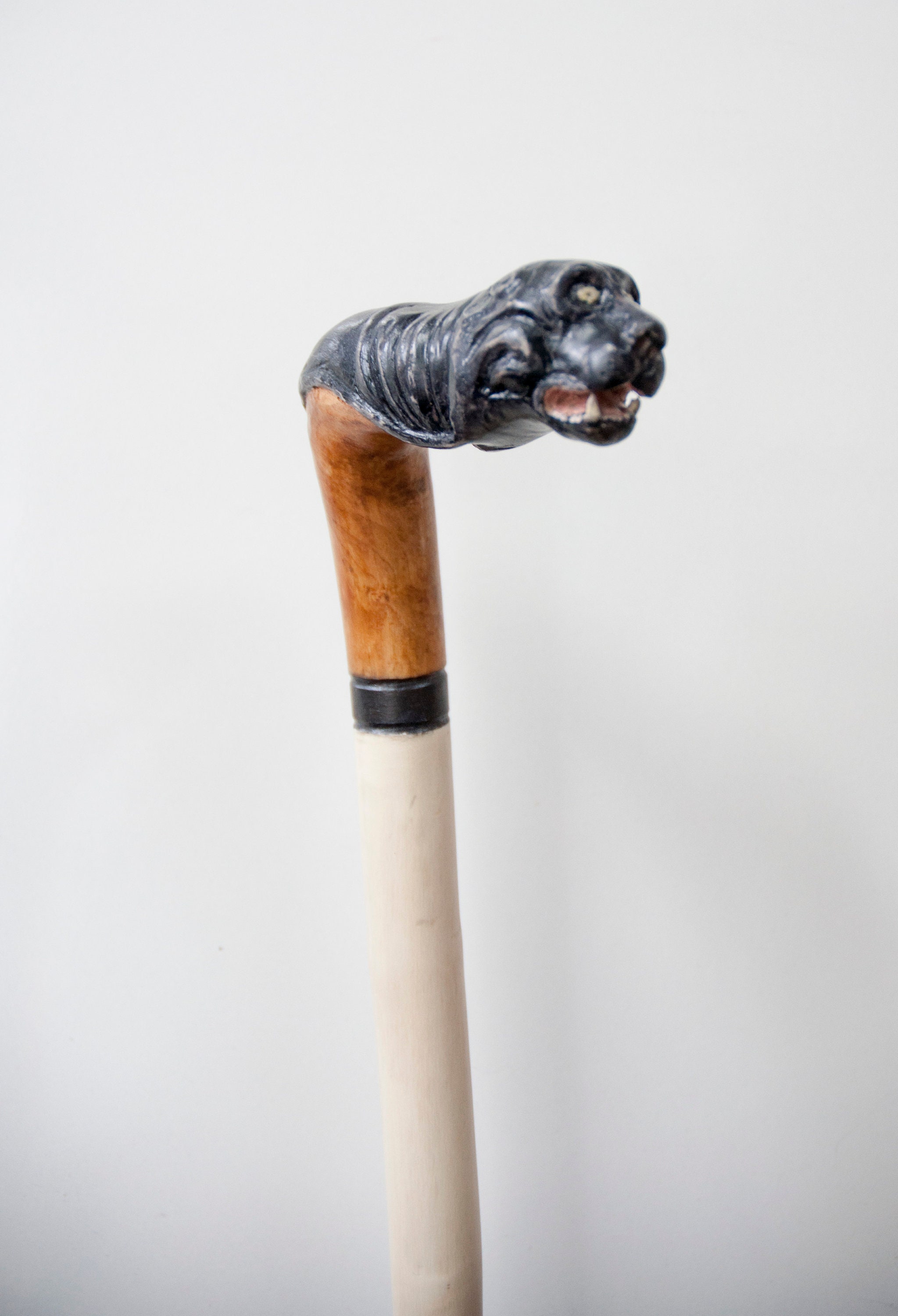Hand Carved Wooden Cane by Cornel Tree With Puma Grip. One of a Kind ...