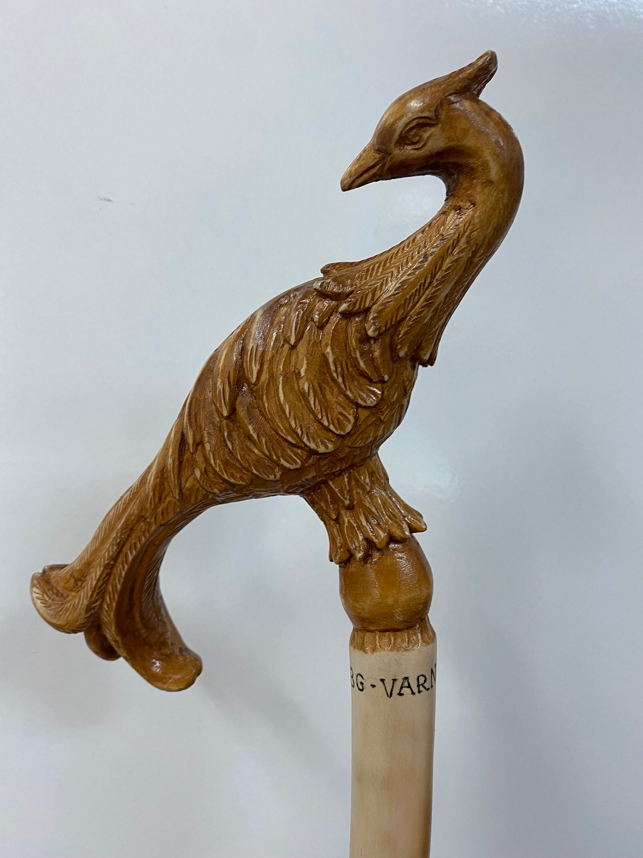 Hand Carved Wooden Walking Stick by Dogwood Tree With Phoenix Grip. One ...